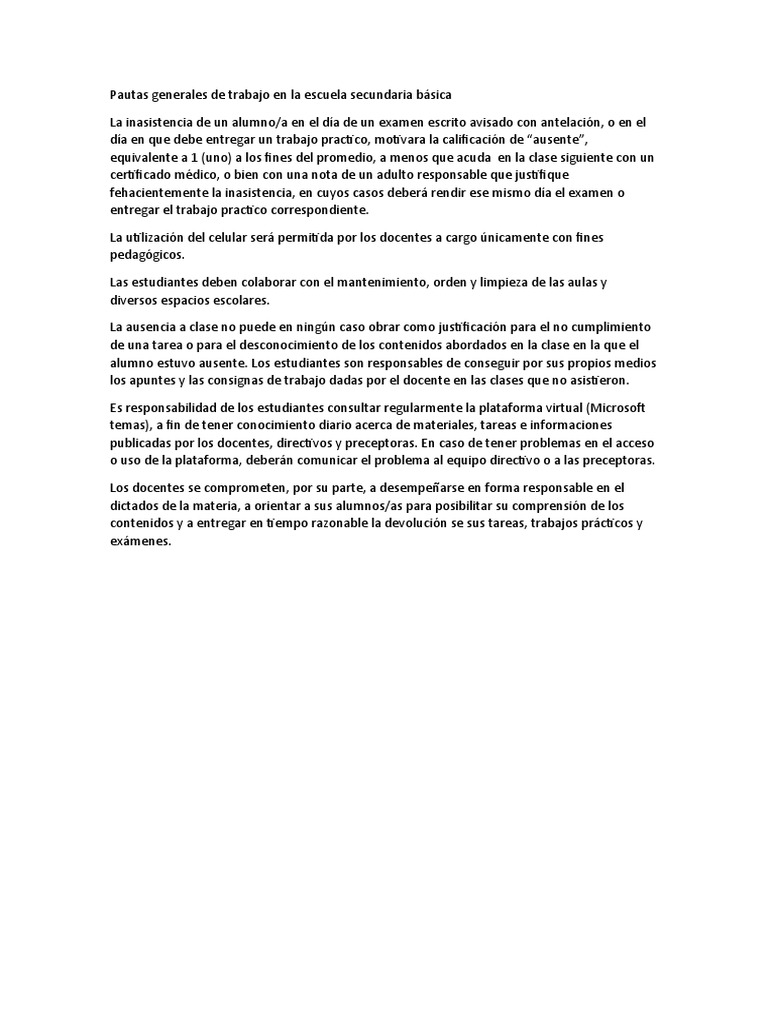 Pautas Generales de Trabajo en La Escuela Secundaria Básica | PDF