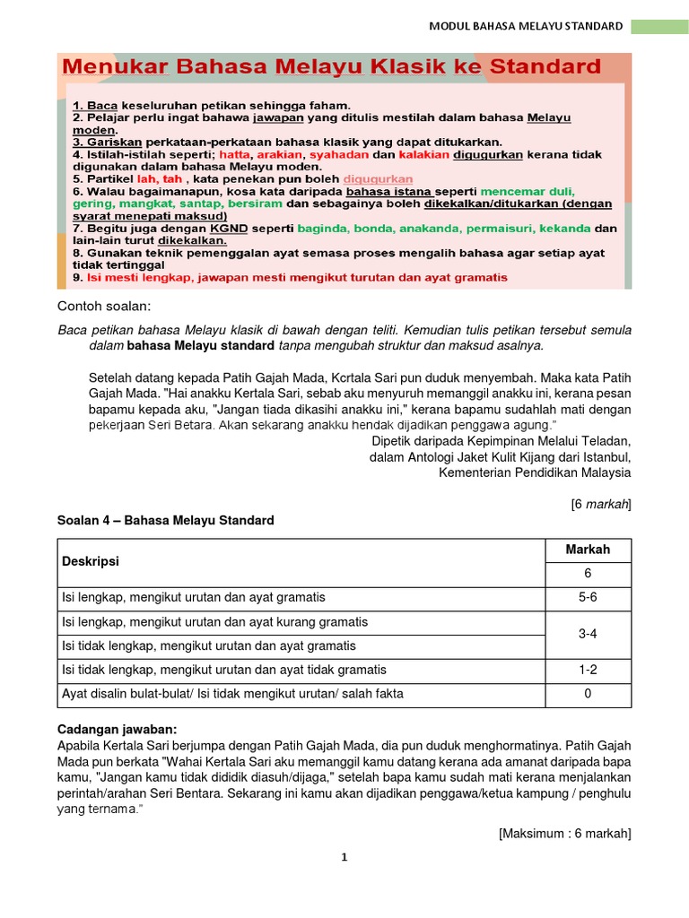 Latihan Bahasa Standard 4&5 Jawapan | PDF