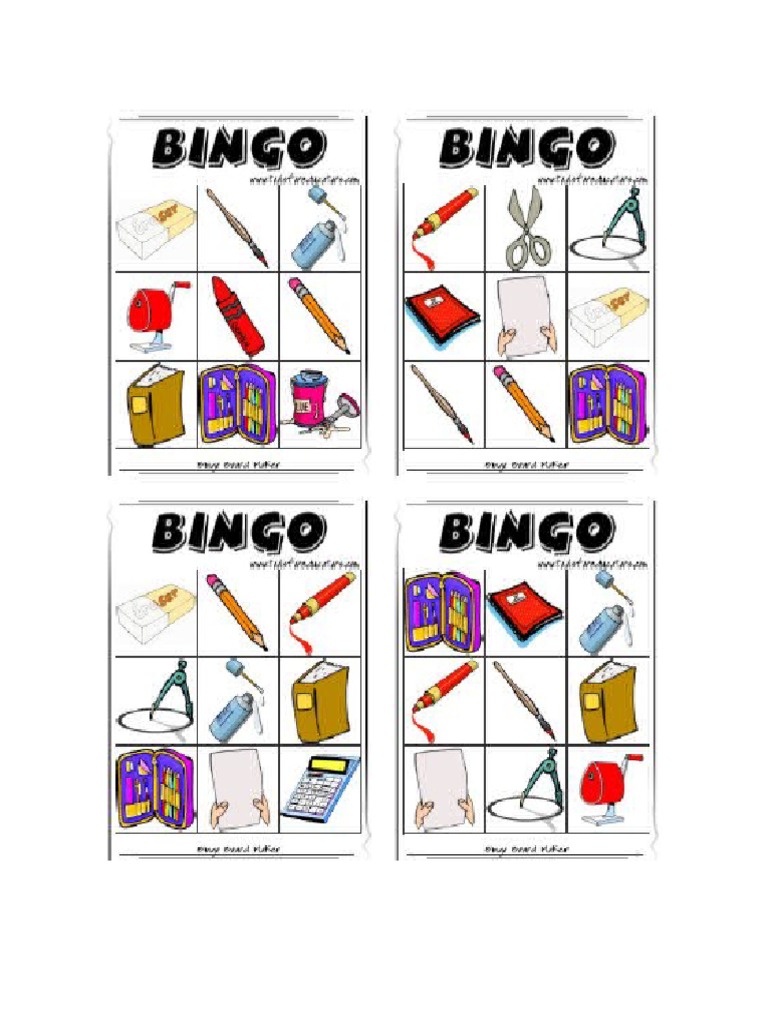 Bingo School Objects | PDF