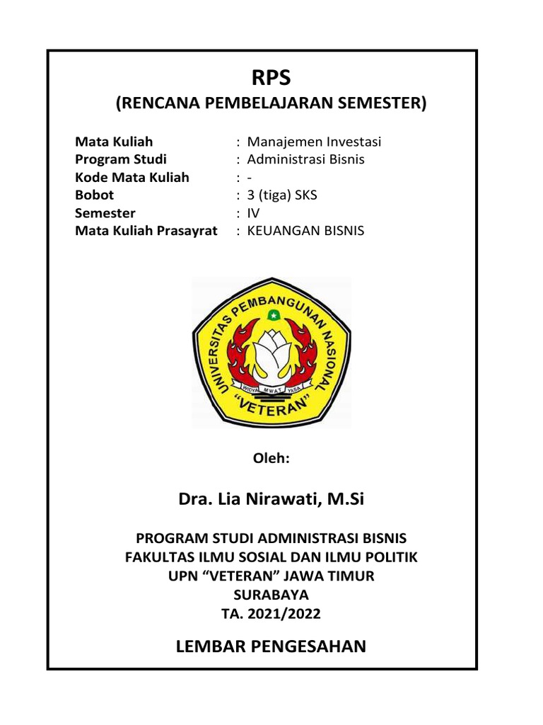 RPS Manajemen Investasi FISIP UPN | PDF