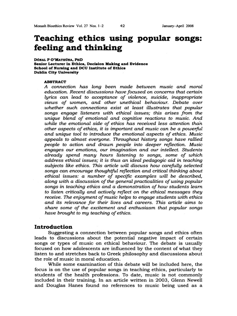 Ethics and Music | PDF | Emotions | Empathy