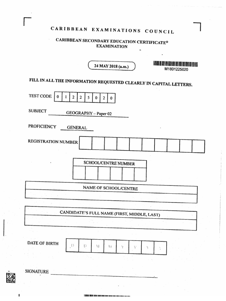 CSEC Geo Paper 2 2018 | PDF