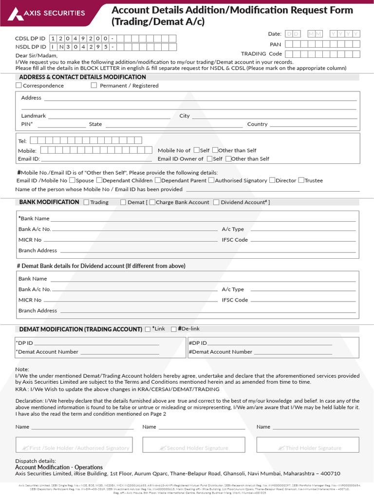 Account Modification Request Form | PDF | Identity Document | Financial ...