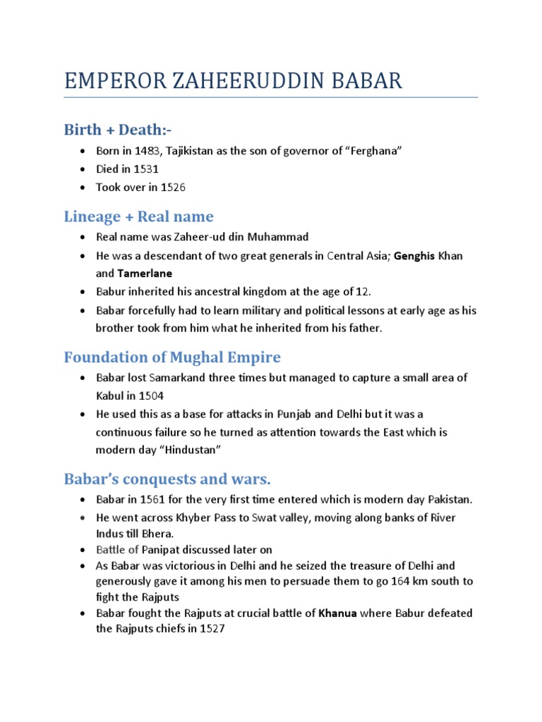 1-Babur and Battle of Panipat | PDF | South Asia | Asia