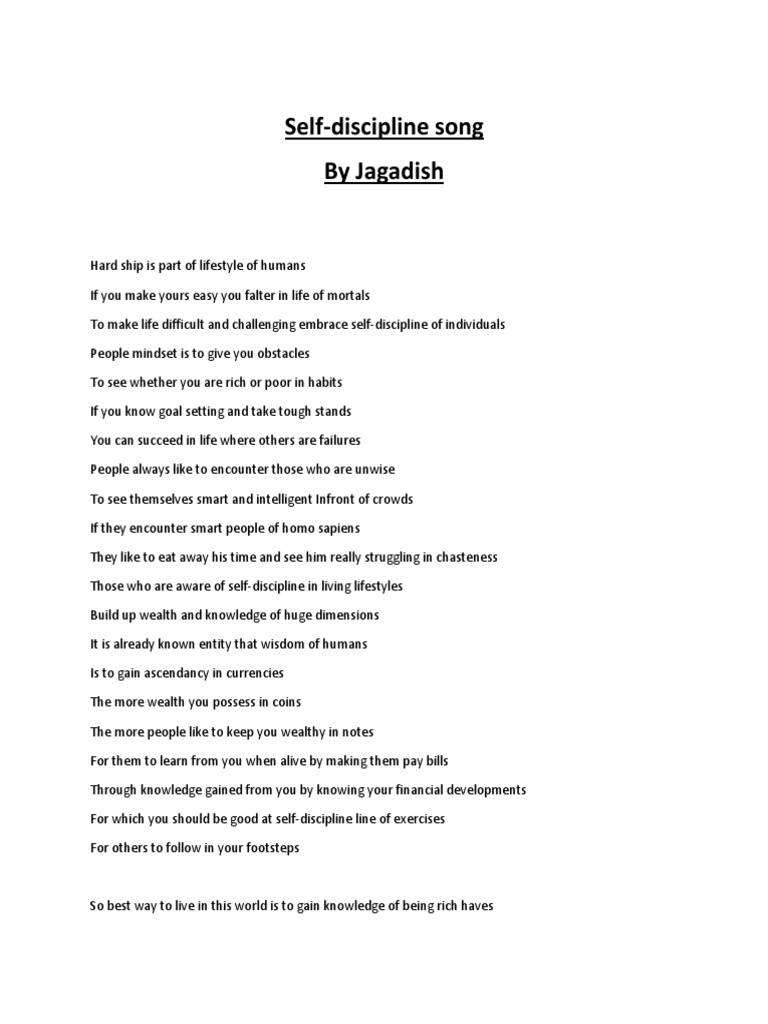 Self Discipline English Song | PDF
