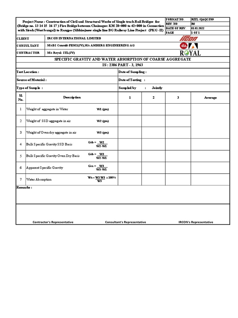 Specific Gravity of Coarse Aggregate | PDF | Mass | Metrology