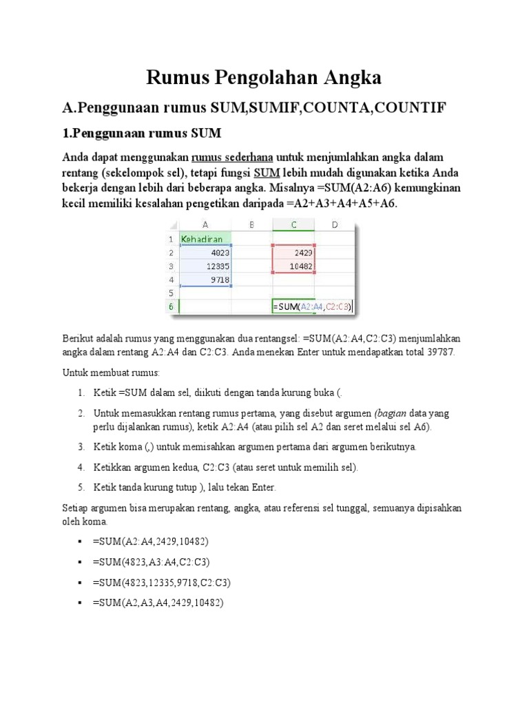 Rumus Pengolahan Angka | PDF