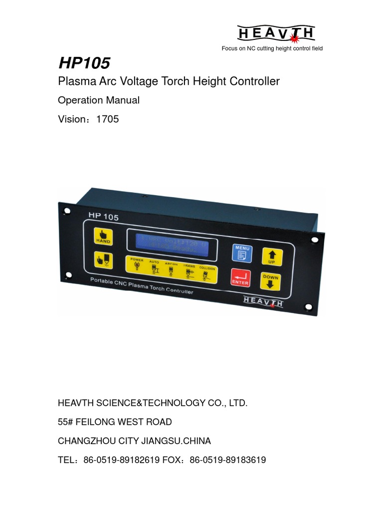Plasma Arc Voltage Torch Height Controller: Operation Manual Vision ...