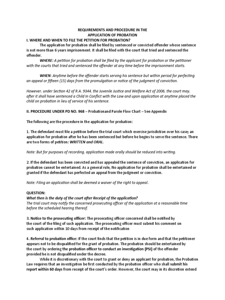 Requirements and Procedure in The | PDF | Probation | Sentence (Law)