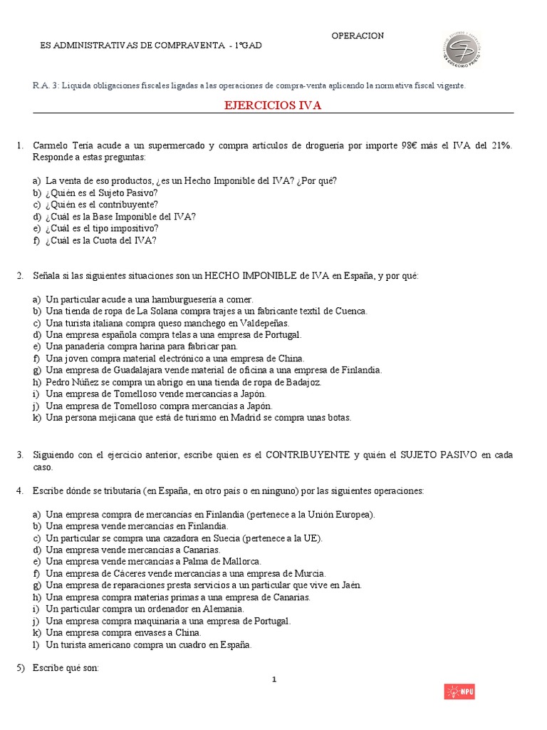 30 Ejercicios Iva | PDF | Factura | Impuesto al valor agregado