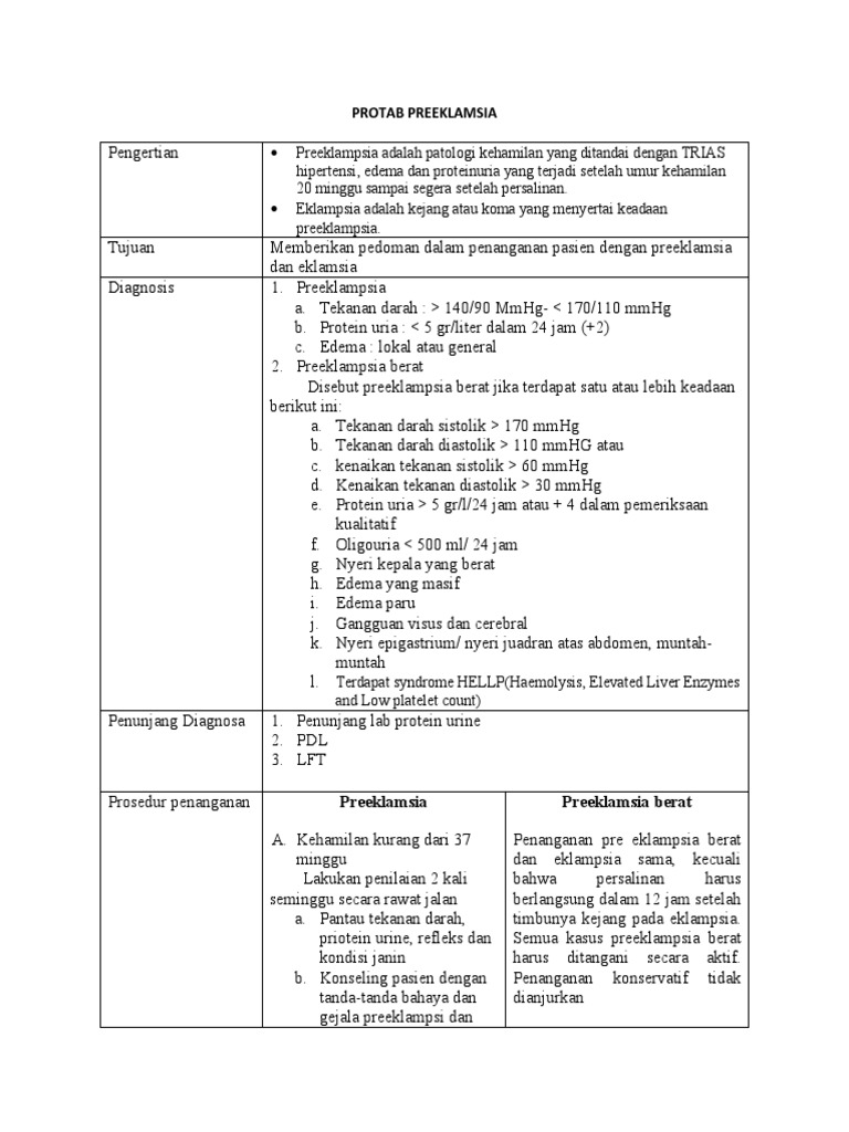 Protap Preeklamsia | PDF