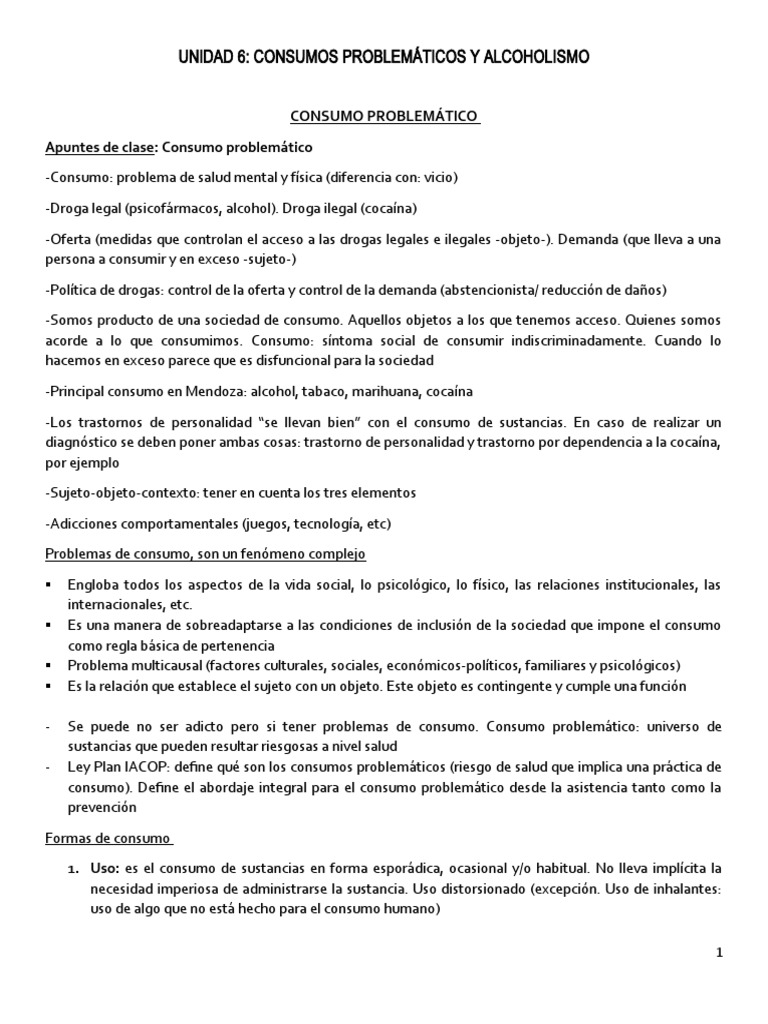 Consumo Problemático | PDF | La dependencia de sustancias | Drogas