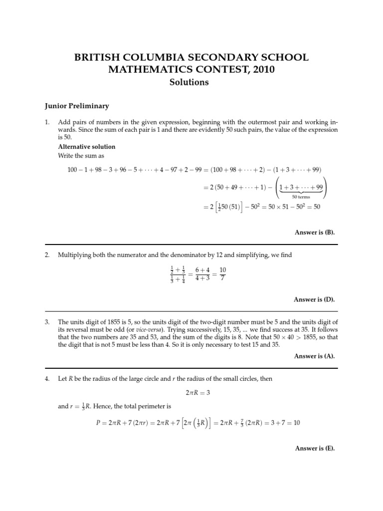 British Math Contest | PDF | Area | Summation