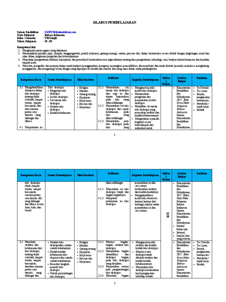 Silabus (Ganjil) | PDF