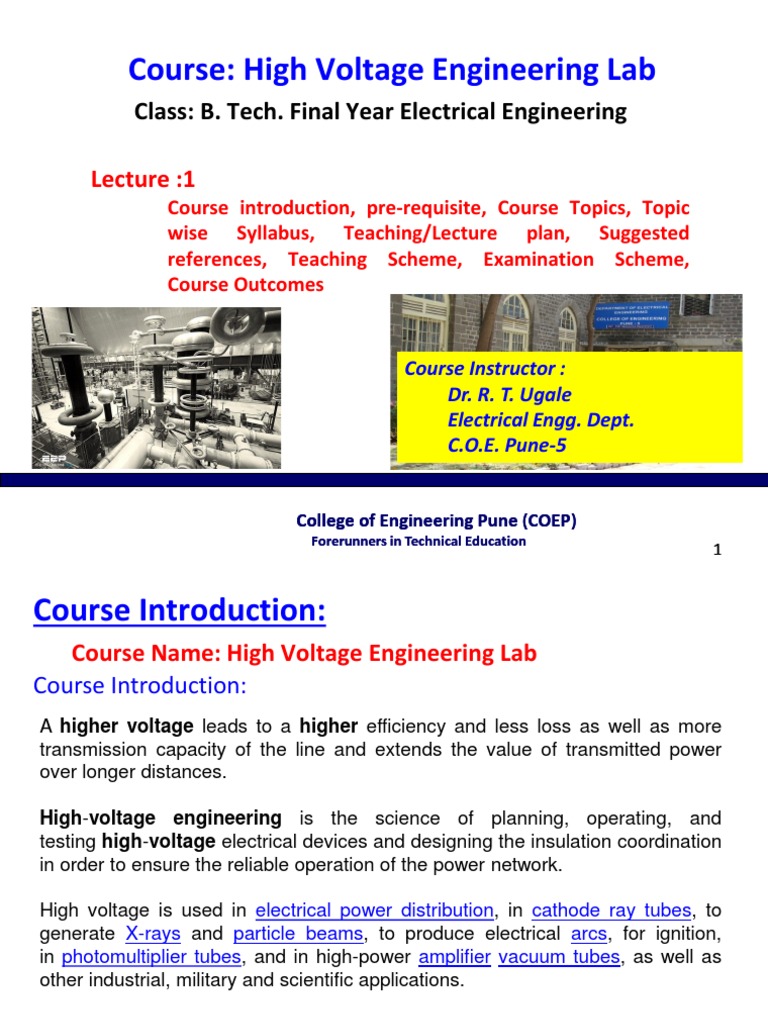 High Voltage Engineering Lab Overview | PDF | Electrical Breakdown ...