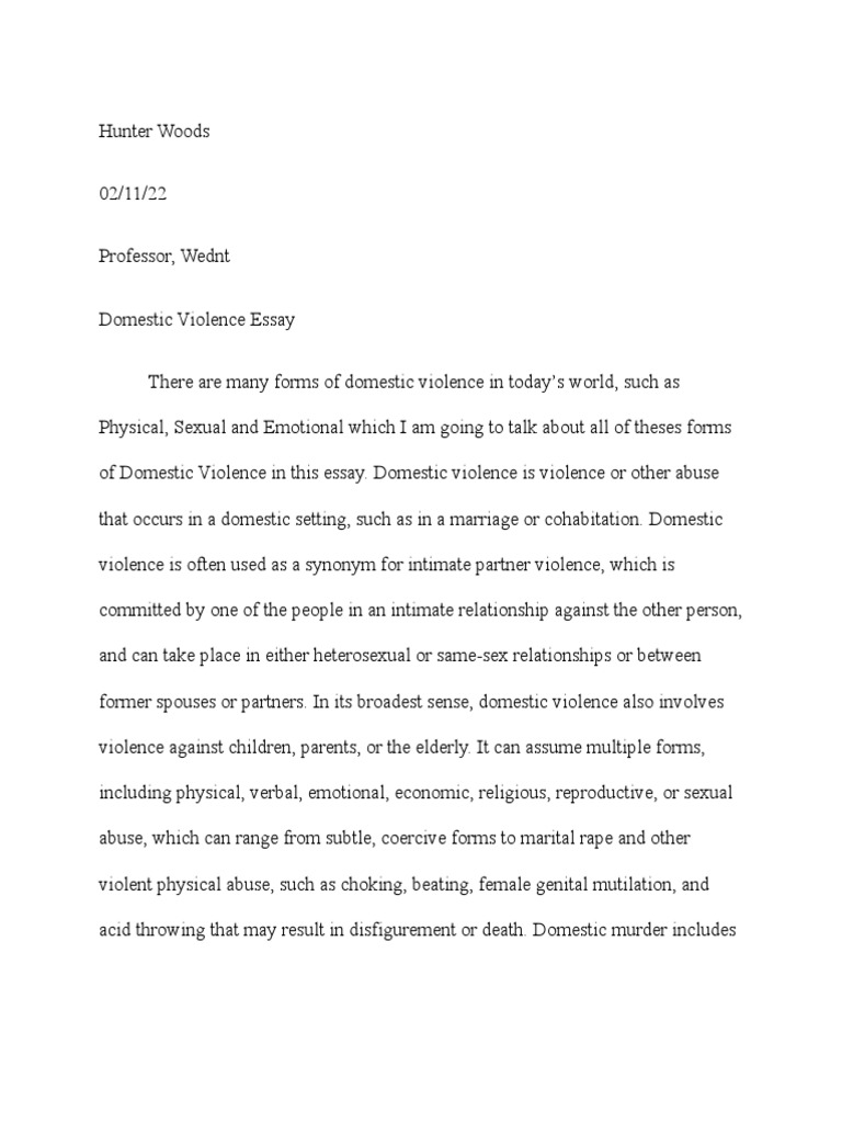 Domestic Violence Essay | PDF | Domestic Violence | Violence