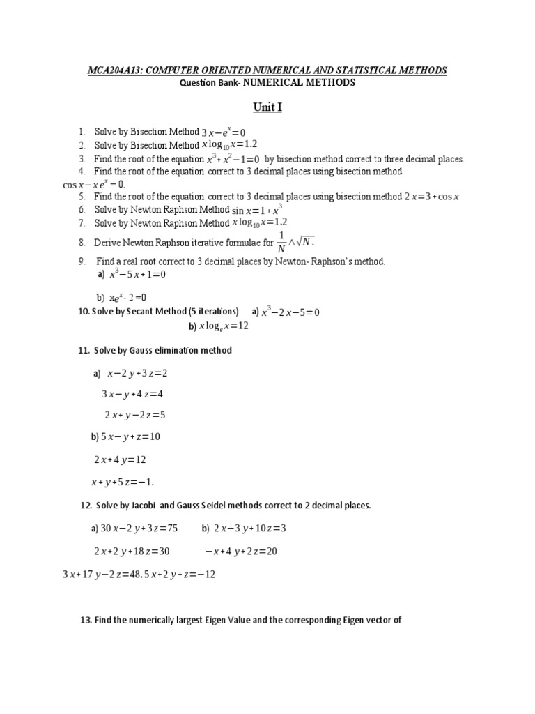 Numerical Methods QB | PDF | Numerical Analysis | Computer Programming