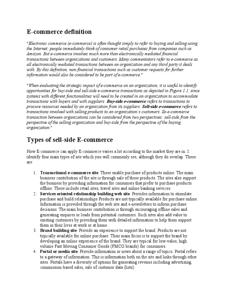 E-Commerce Definition | PDF | Electronic Business | E Commerce