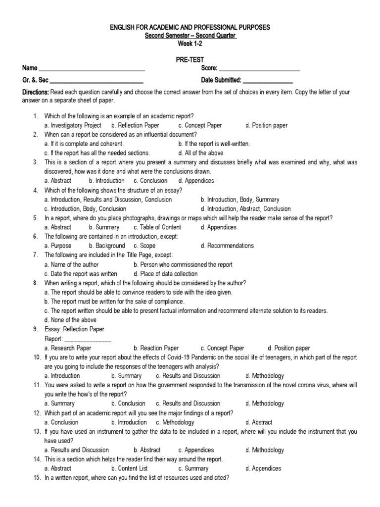 Eapp Pretest - 2ND Q | Download Free PDF | Pie Chart | Abstract (Summary)