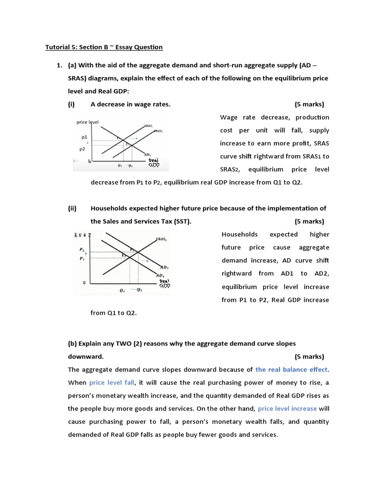 Lecture 3, Tutorial 5 | PDF | Economic Equilibrium | Aggregate Demand