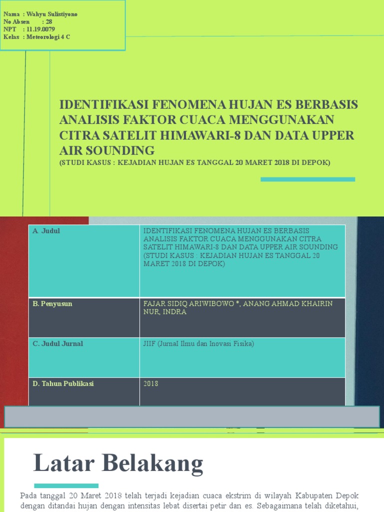 Identifikasi Fenomena Hujan Es Berbasis Analisis Faktor Cuaca ...
