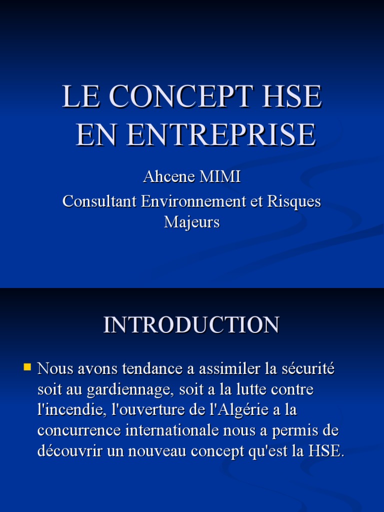 Le Concept Hse en Entreprise | PDF | Sécurité | Environnement naturel