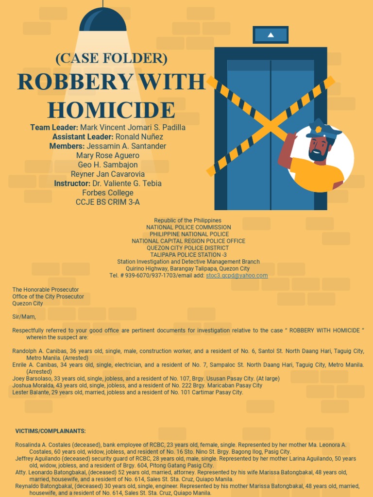 Tito Mong Tebia Case Folder (Robbery With Homicide) | PDF | Affidavit ...