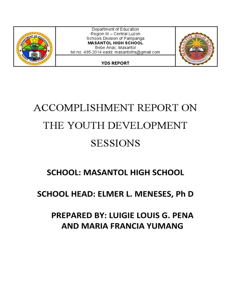 Accomplishment Report On The Youth Development Sessions | PDF ...