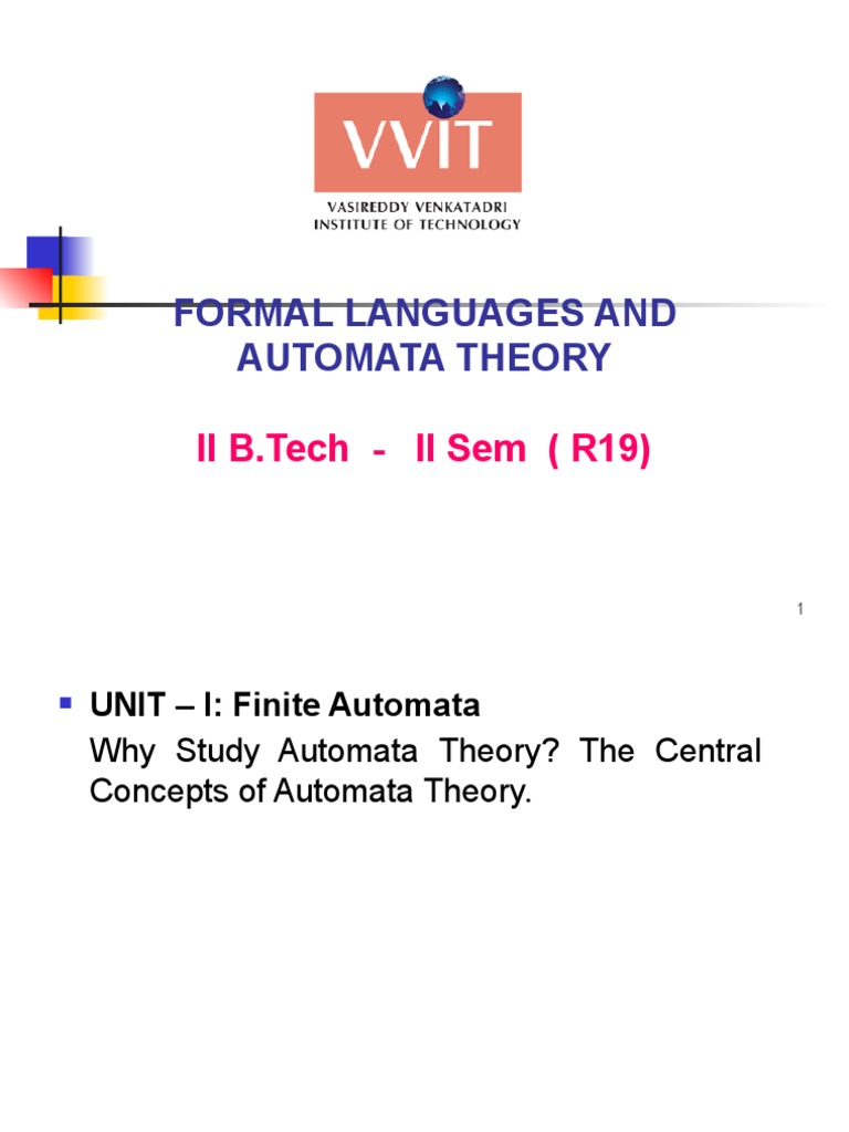 Formal Languages and Automata Theory: II B.Tech - II Sem (R19) | PDF ...