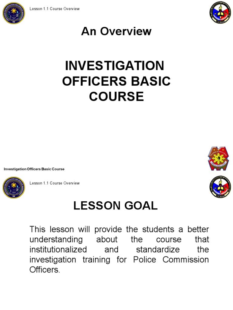 An Overview: Investigation Officers Basic Course | PDF | Detective ...