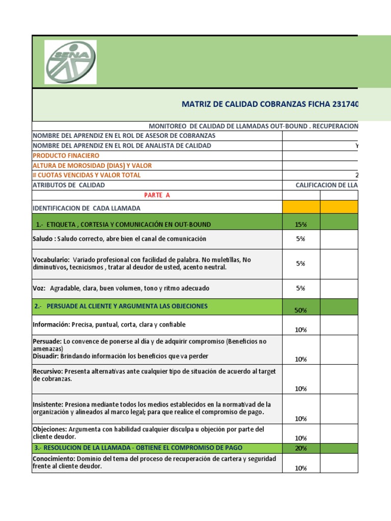 Matriz de Calidad - Asesora Adriana Forero | PDF