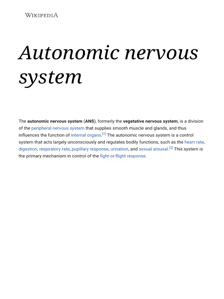 Autonomic Nervous System - Wikipedia | PDF | Autonomic Nervous System ...