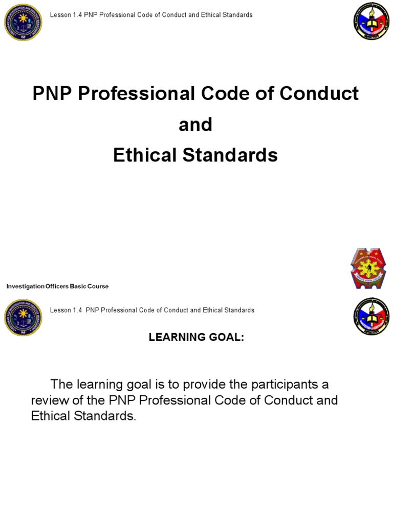 1.4 PNP Professional Code of Conduct and Ethical Standards | PDF ...