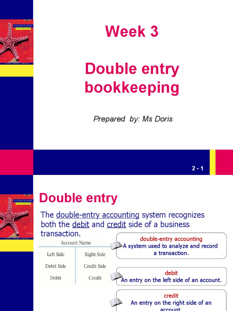 Week 3 Double Entry Bookkeeping: Prepared By: Ms Doris | PDF | Debits ...