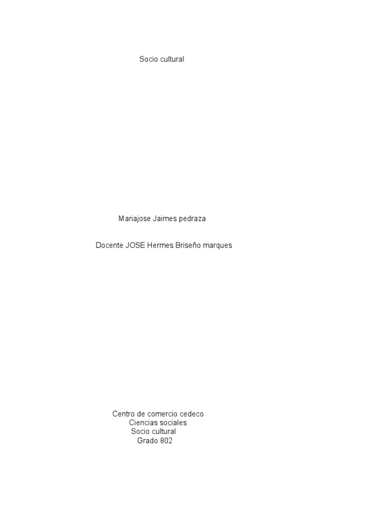 Socio Cultural Mariajose Jaiemes Pedraza | PDF | Comida y bebida ...