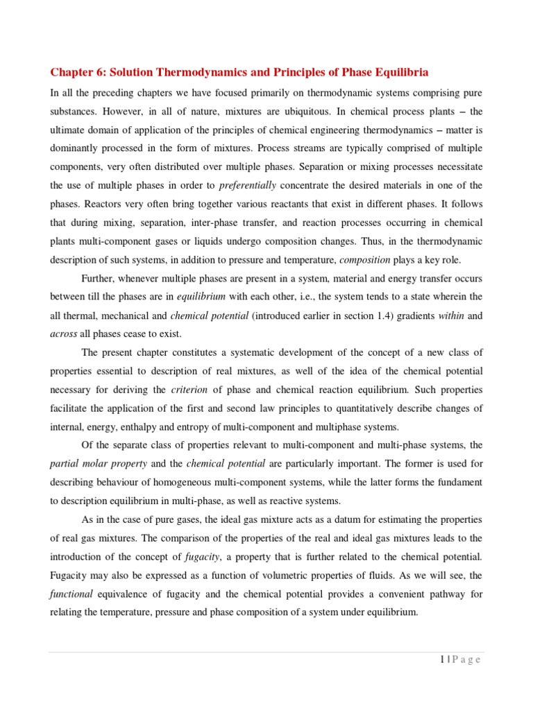 Chapter 6: Solution Thermodynamics and Principles of Phase Equilibria ...