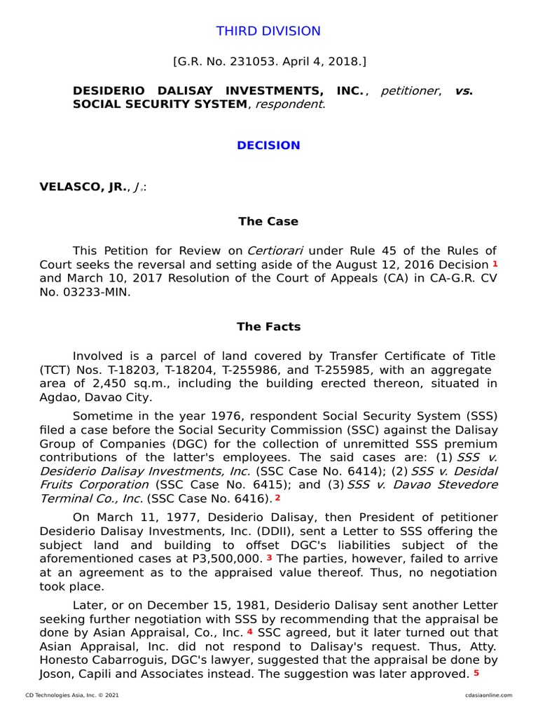 Dalisay v. SSS | PDF | Offer And Acceptance | Laches (Equity)