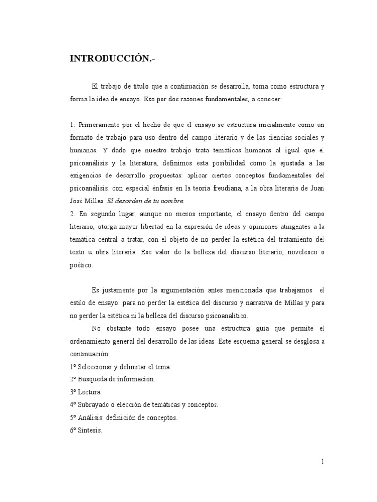 Ensayo Terminado Con Introducción Pdf Ensayos Psicoanálisis