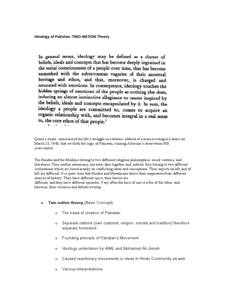 Ideology of Pakistan: TWO-NATION Theory | Download Free PDF | Two ...