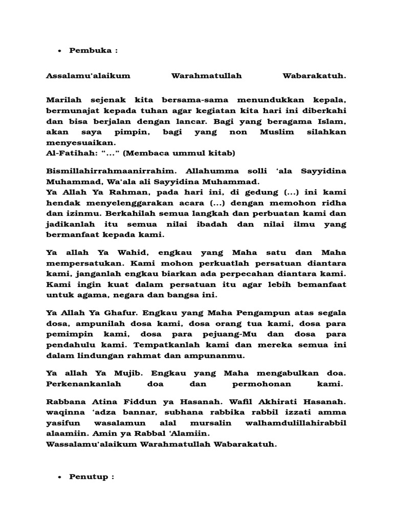Kumpulan Doa Acara Formal | PDF