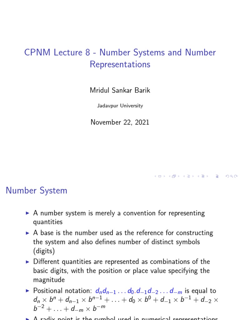 Slide8-Number Systems and Number Representations | PDF | Subtraction | Mathematics