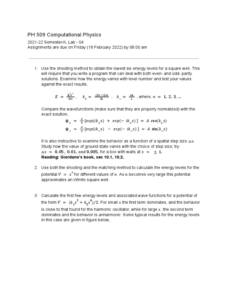 PH 509 Computational Physics Lab Assignments | PDF | Energy Level ...