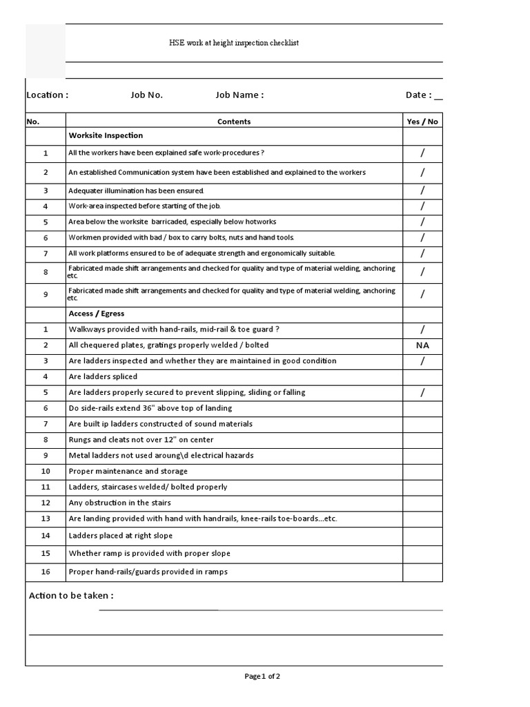 Ensuring Safety at Heights: A Comprehensive Checklist for Work at ...