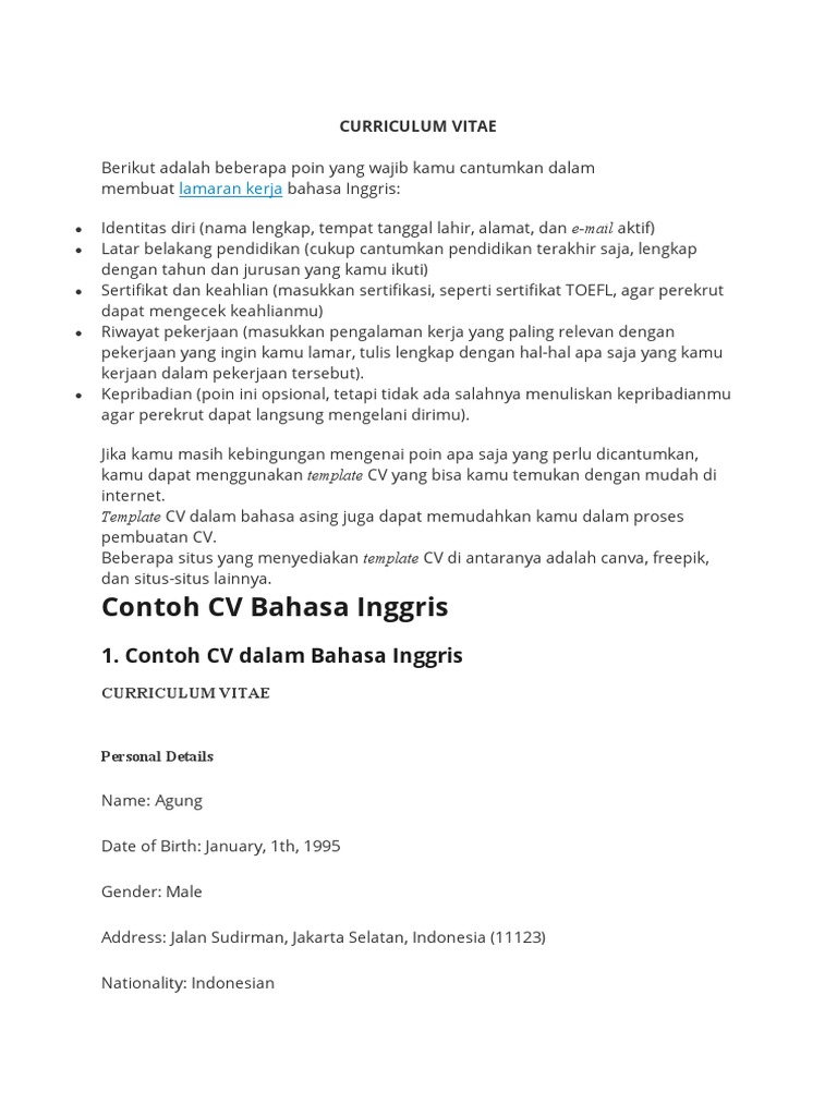 Curriculum Vitae | PDF | Karier & Perkembangan