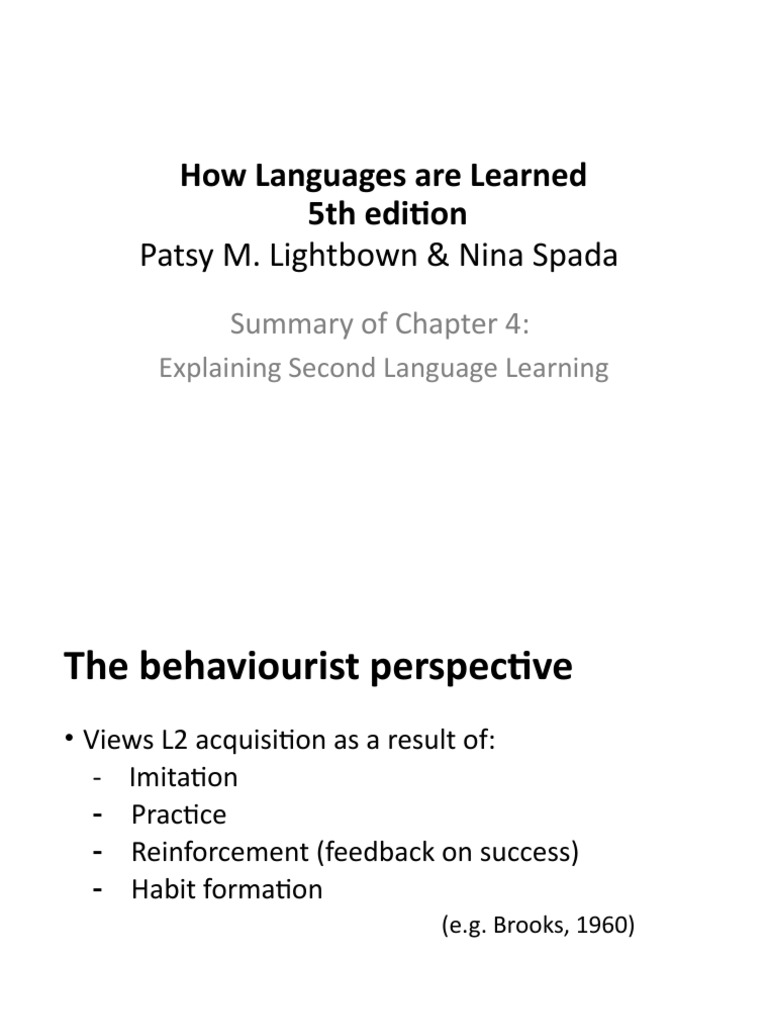 How Languages Are Learned 5th Edition: Patsy M. Lightbown & Nina Spada ...