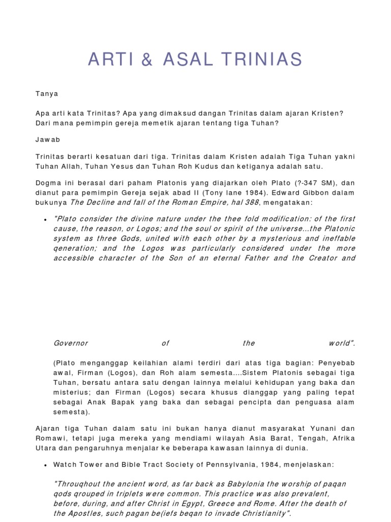 ASAL USUL Trinitas | PDF