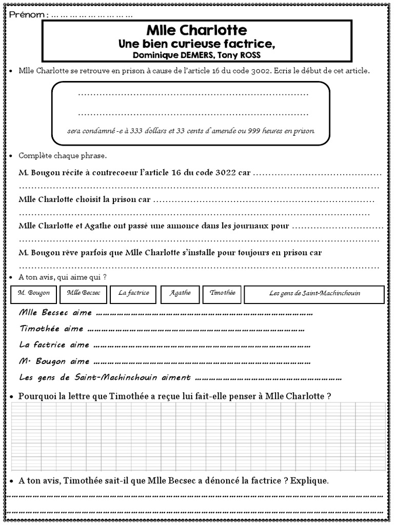 11 - Pdfsam - Fiches Travail Mlle Charlotte 3 | PDF
