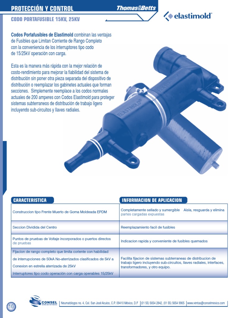 Elastimold Codo Portafusible | PDF | Fusible (Eléctrico) | Distribución de energía eléctrica