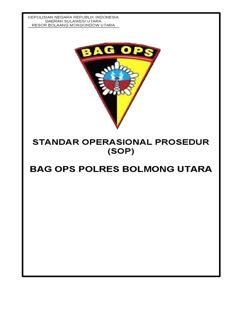 SOP Bag Ops Polres Bolmong Utara | PDF | Pengelolaan Keuangan & Uang