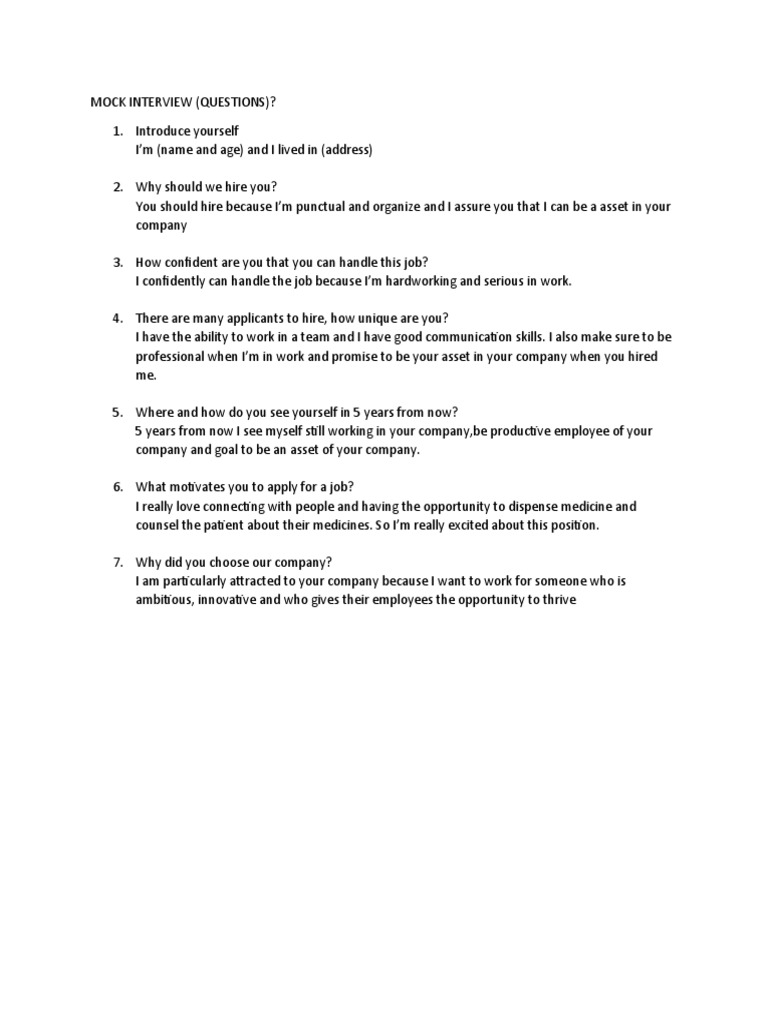 Mock Interview | PDF